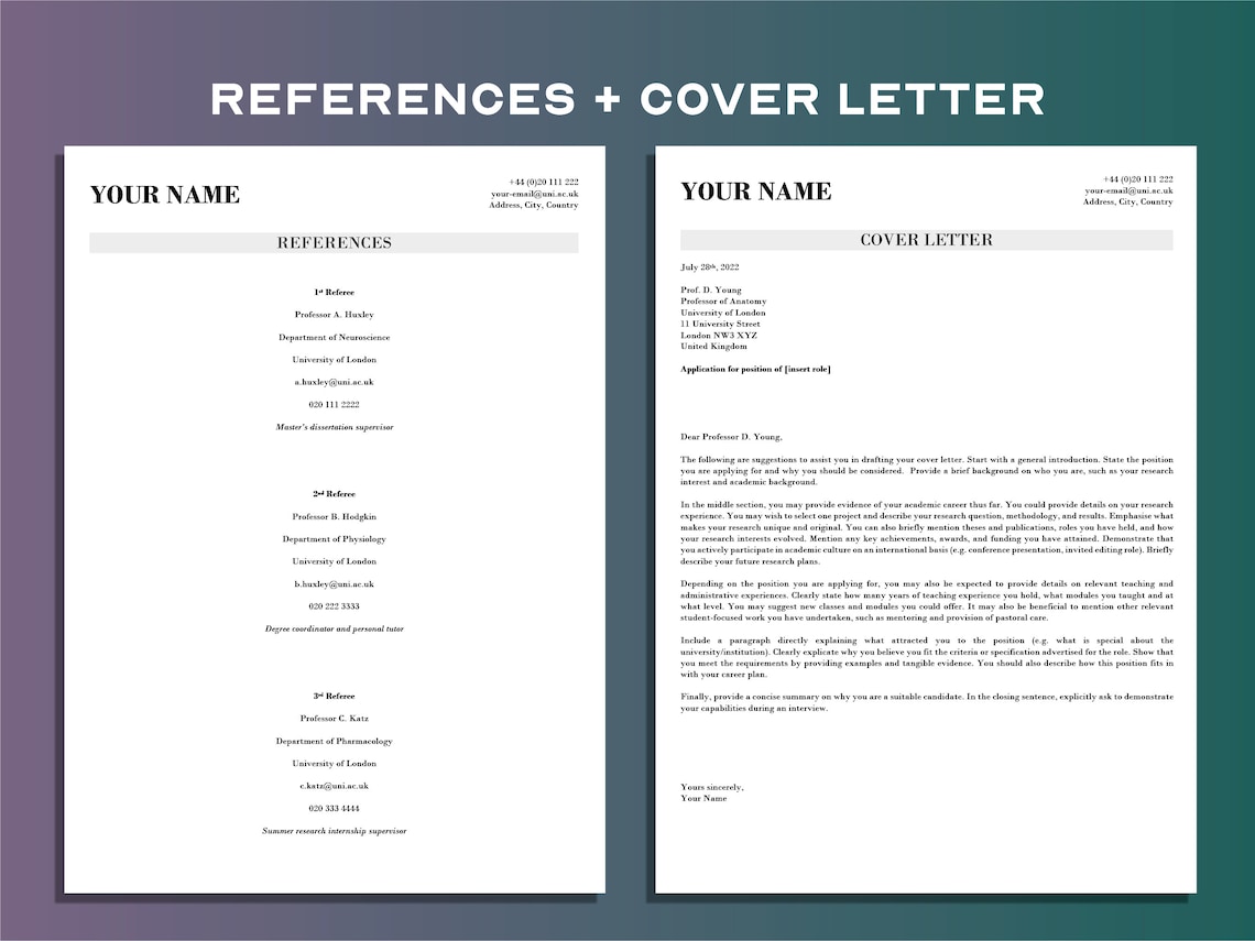 Academic CV Template | Master/phd Application | Students + Researchers ...