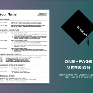 Academic CV Template | Master/phd Application | Students + Researchers ...