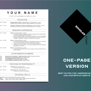 Academic CV Template | Master/phd Application | Students + Researchers ...