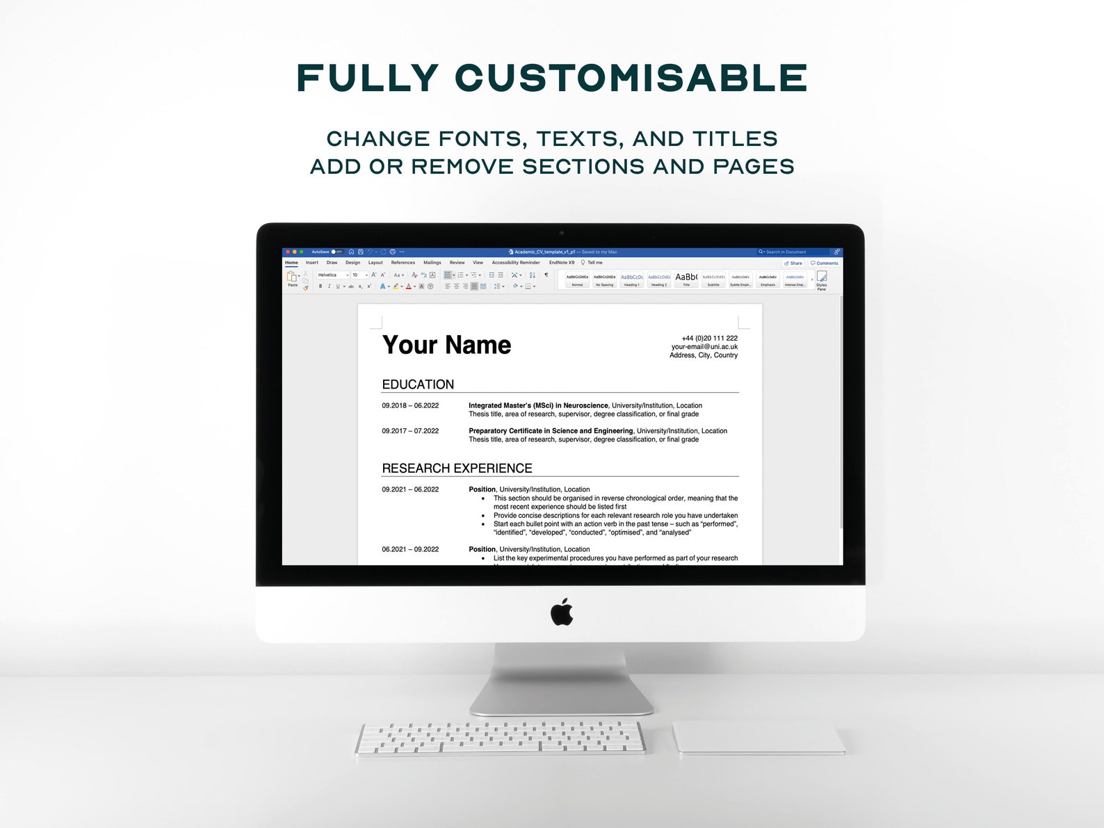 Academic CV Template | Master/phd Application | Students + Researchers ...