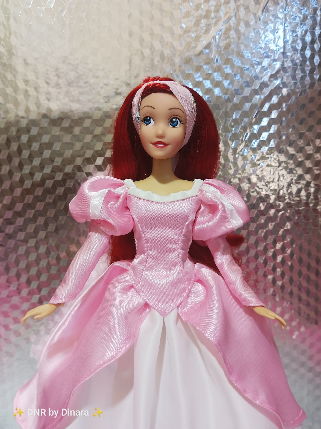 Disney Mermaid Doll Clothes, Ariel Pink Dress Outfit, Custom Handmade ...