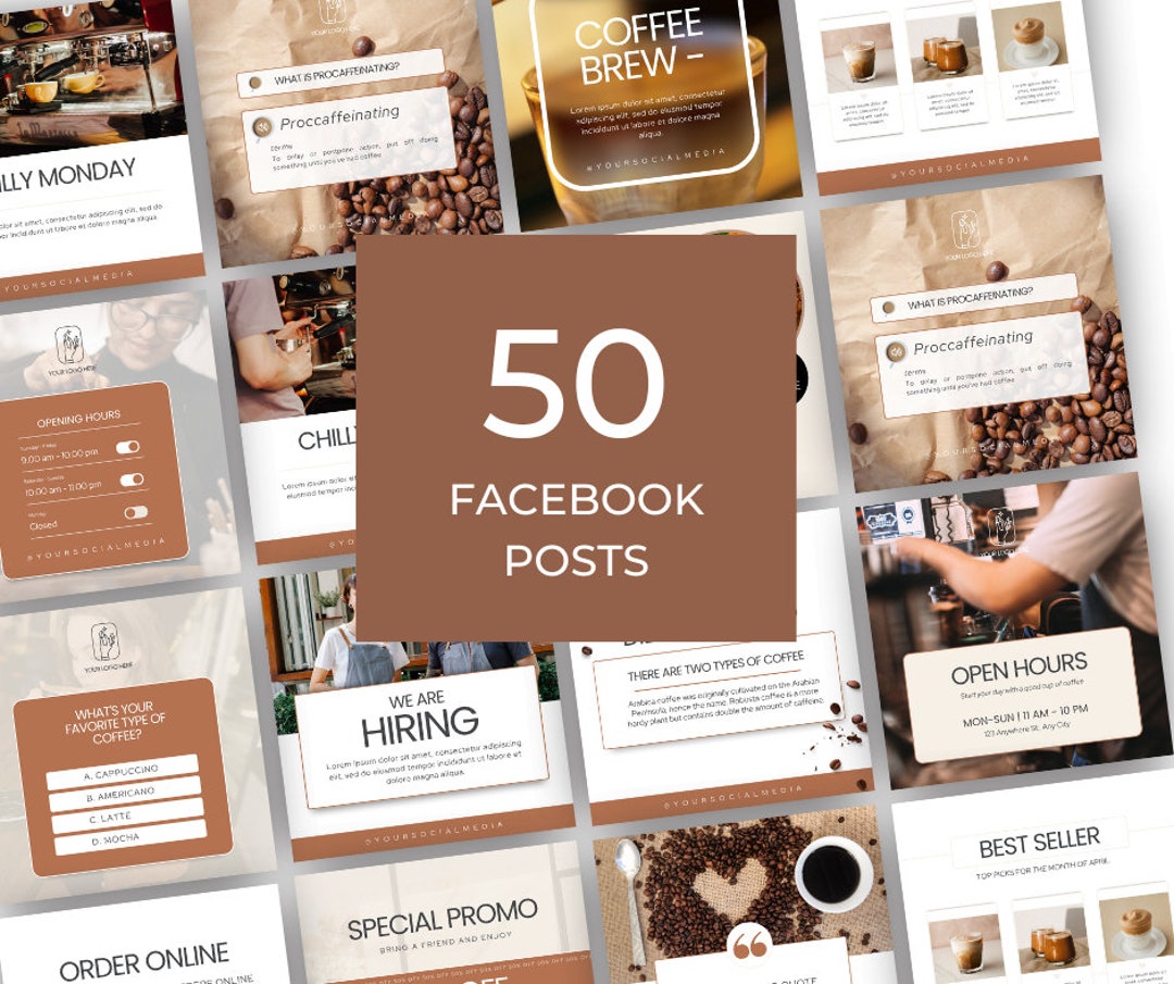 Coffee Shop Social Media Posts for Facebook Restaurant Templates Social ...
