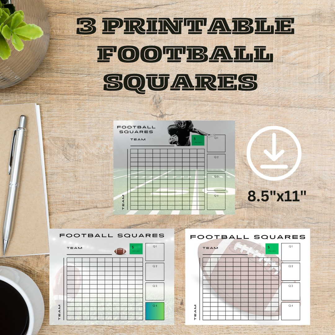 Football Squares | 3 Styles | Printable Football Squares | Football ...