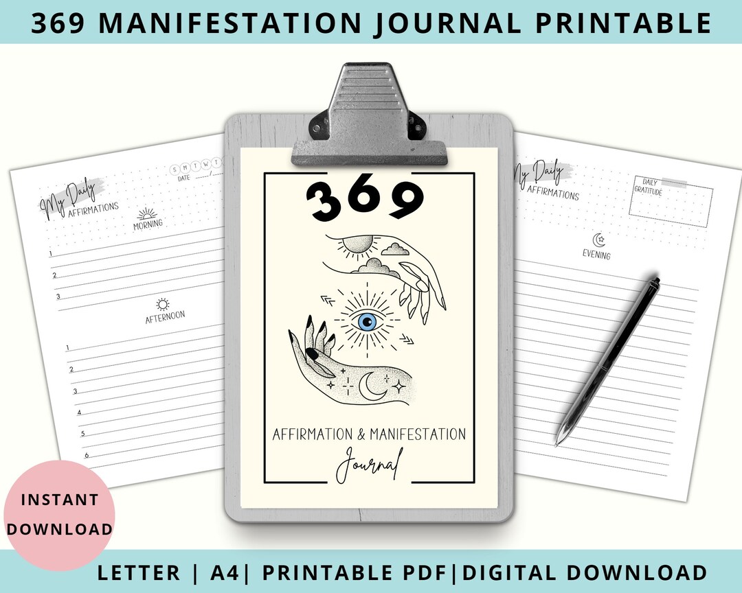 369 Manifestation Journal Printable Template, Digital Download, Law of ...