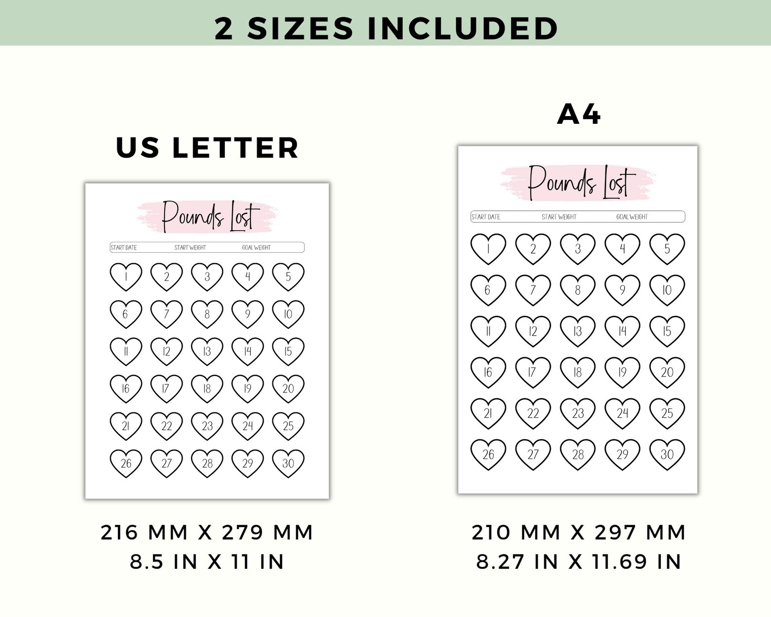 Pounds Lost Printable, 30 Pound Weight Loss Tracker, Instant Digital ...