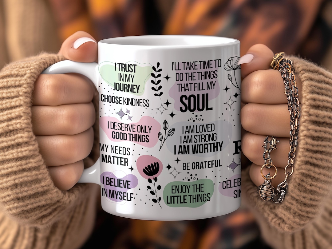 Affirmation Mug, Custom Daily Reminders Cup, Personalized Name Coffee ...