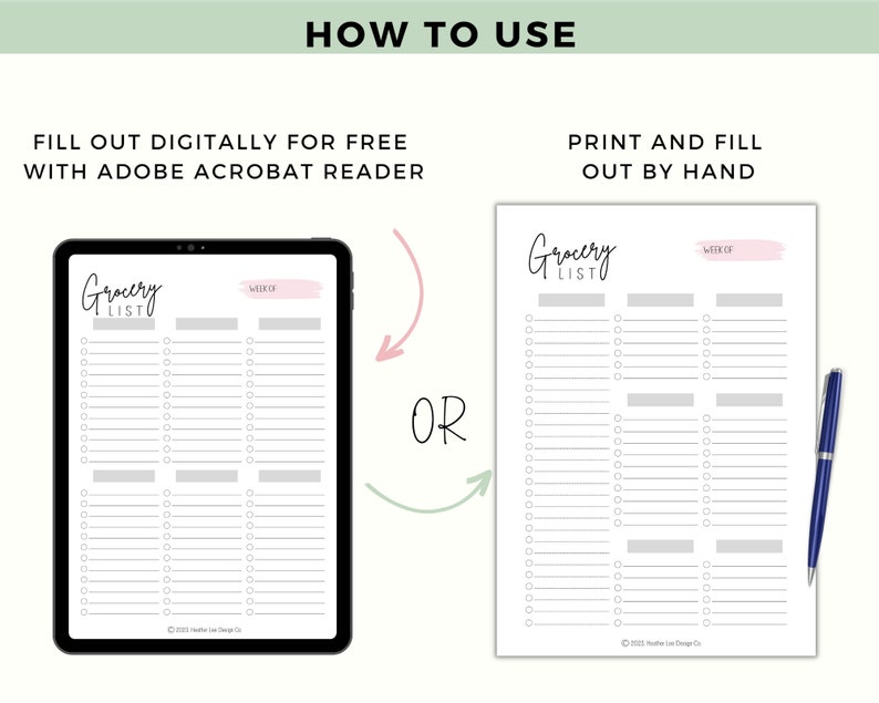 Grocery List Printable Template, Bundle of 3, Digital Download PDF ...