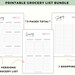 Grocery List Printable Template, Bundle of 3, Digital Download PDF ...
