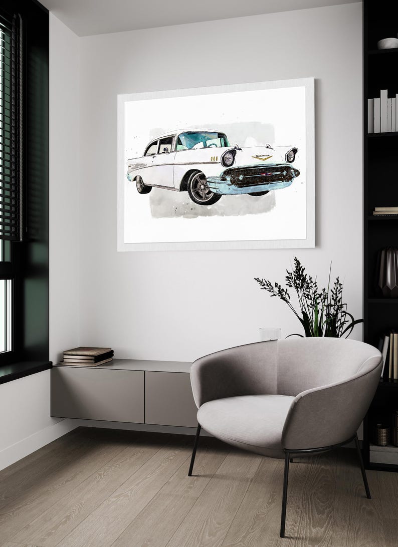 1957 Chevy Bel Air Fine Art Print: Vintage Car Wall Decor - Etsy