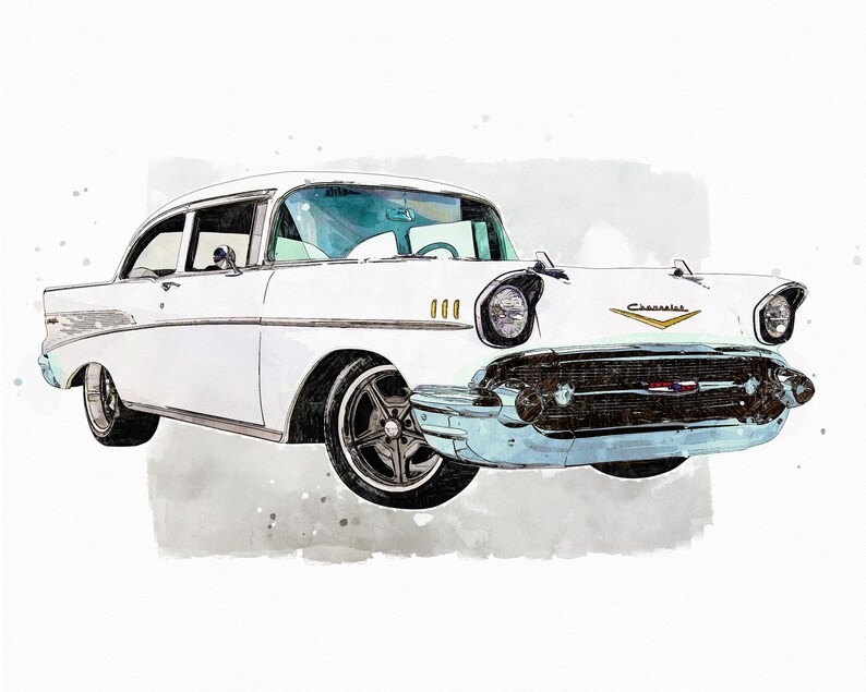 1957 Chevy Bel Air Fine Art Print: Vintage Car Wall Decor - Etsy