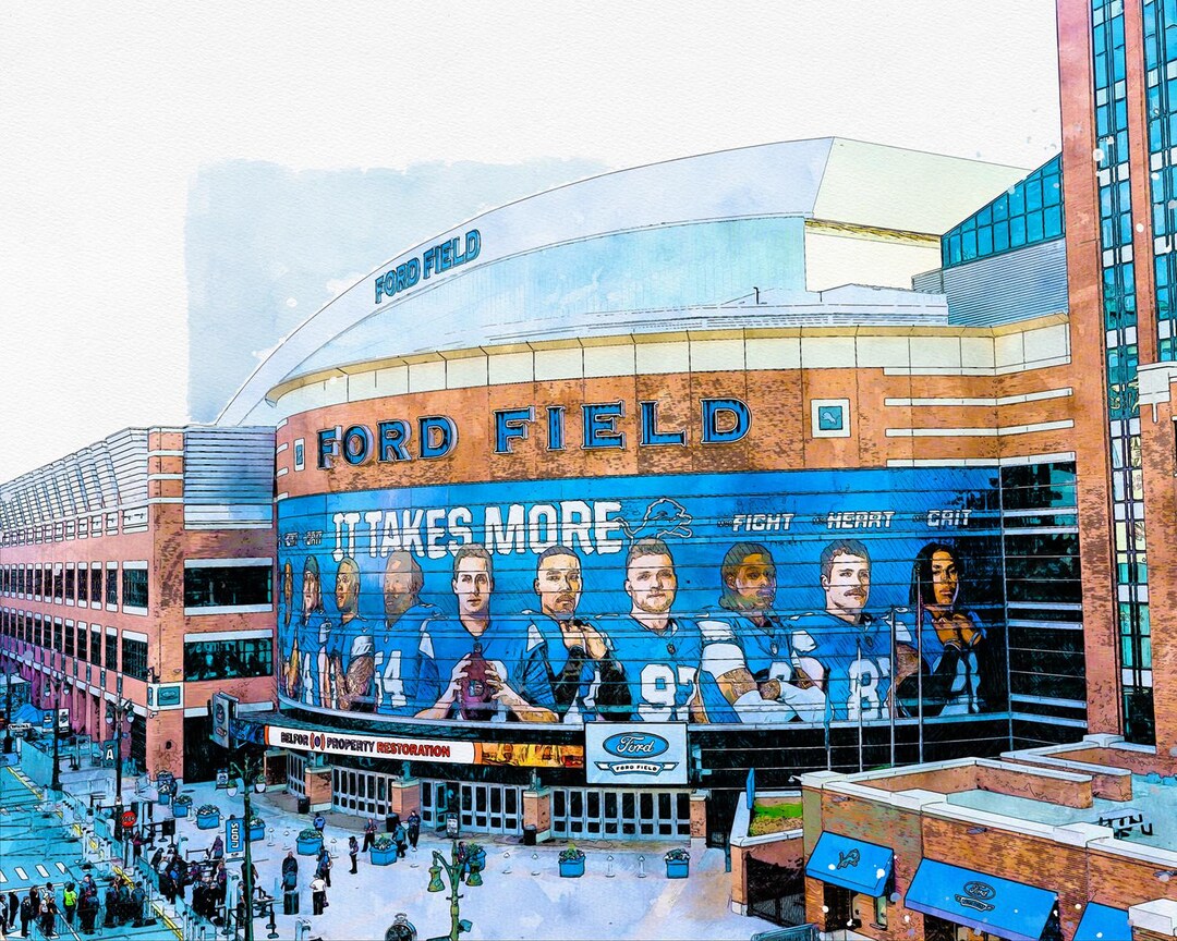 Ford Field Detroit Lions Watercolor Art Print - Etsy