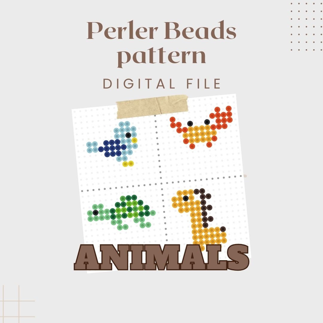 DIGITAL FILE Easy Animals Perler Beads Pattern - Etsy
