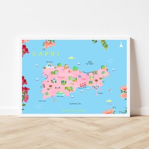 Capri Illustrated Map, Capri Map, Capri Italy Map, Capri Amalfi ...