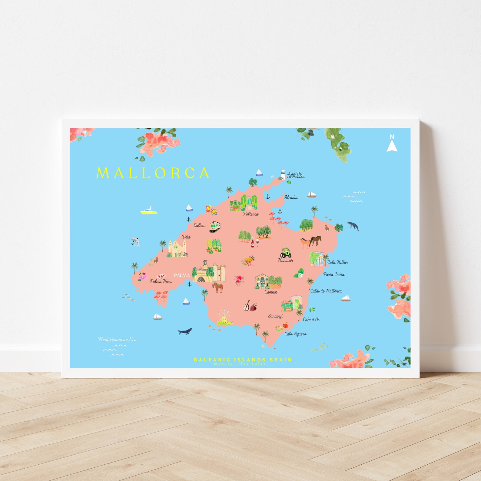 Mallorca Illustrated Map Mallorca Map Majorca Spain Map - Etsy UK