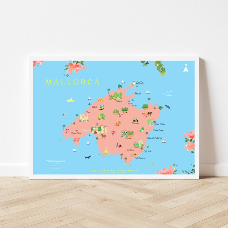 Mallorca Illustrated Map Mallorca Map Majorca Spain Map - Etsy UK