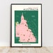 Queensland Map, Australia Poster, Illustrated Landmark Map, East Coast ...