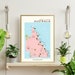 Queensland Map, Australia Poster, Illustrated Landmark Map, East Coast ...