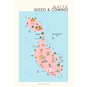 Malta Illustrated Map, A4 Malta Map, Malta Print, Pictorial Map of ...