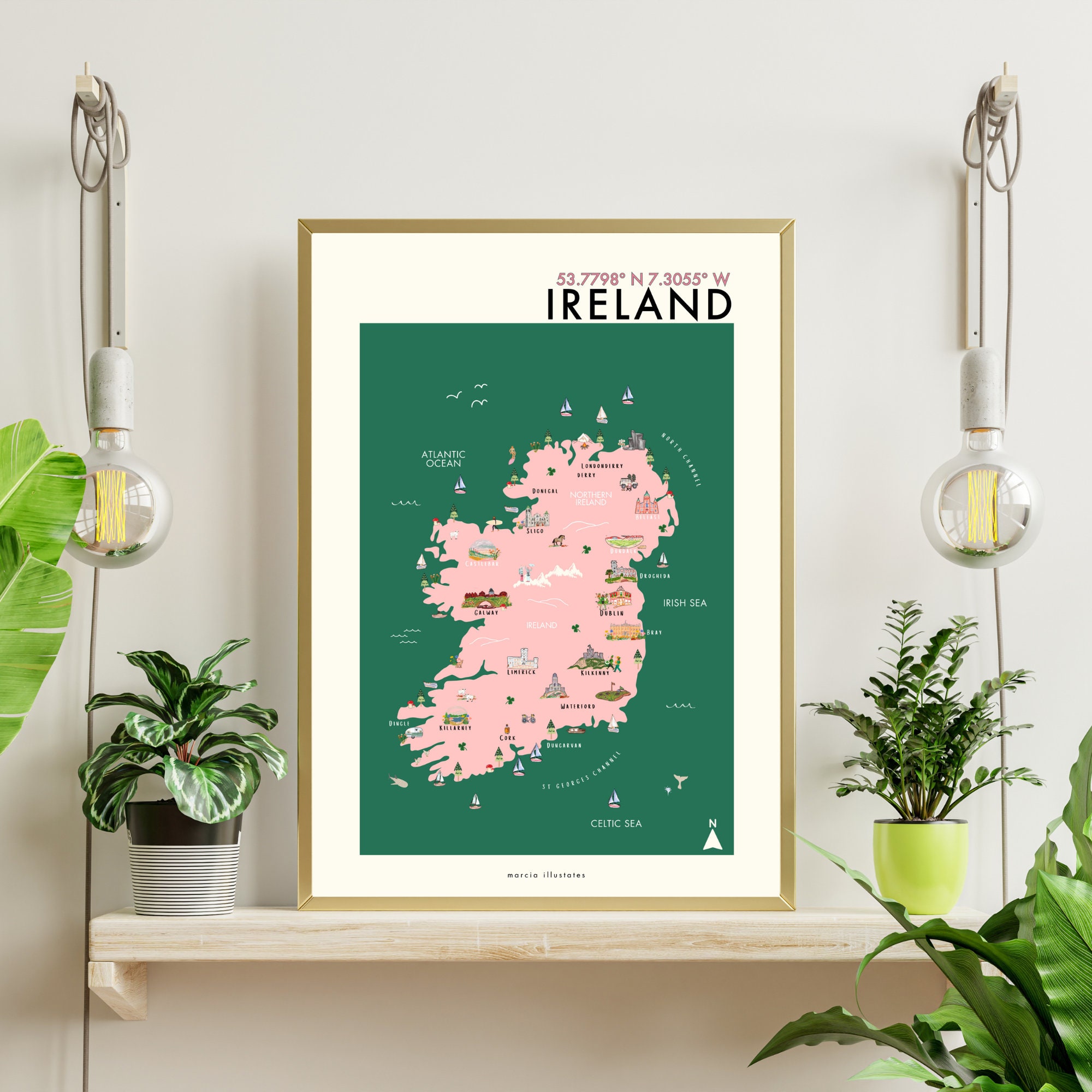 Ireland Illustrated Map, A4 Ireland Map, Ireland Print, Pictorial Map ...