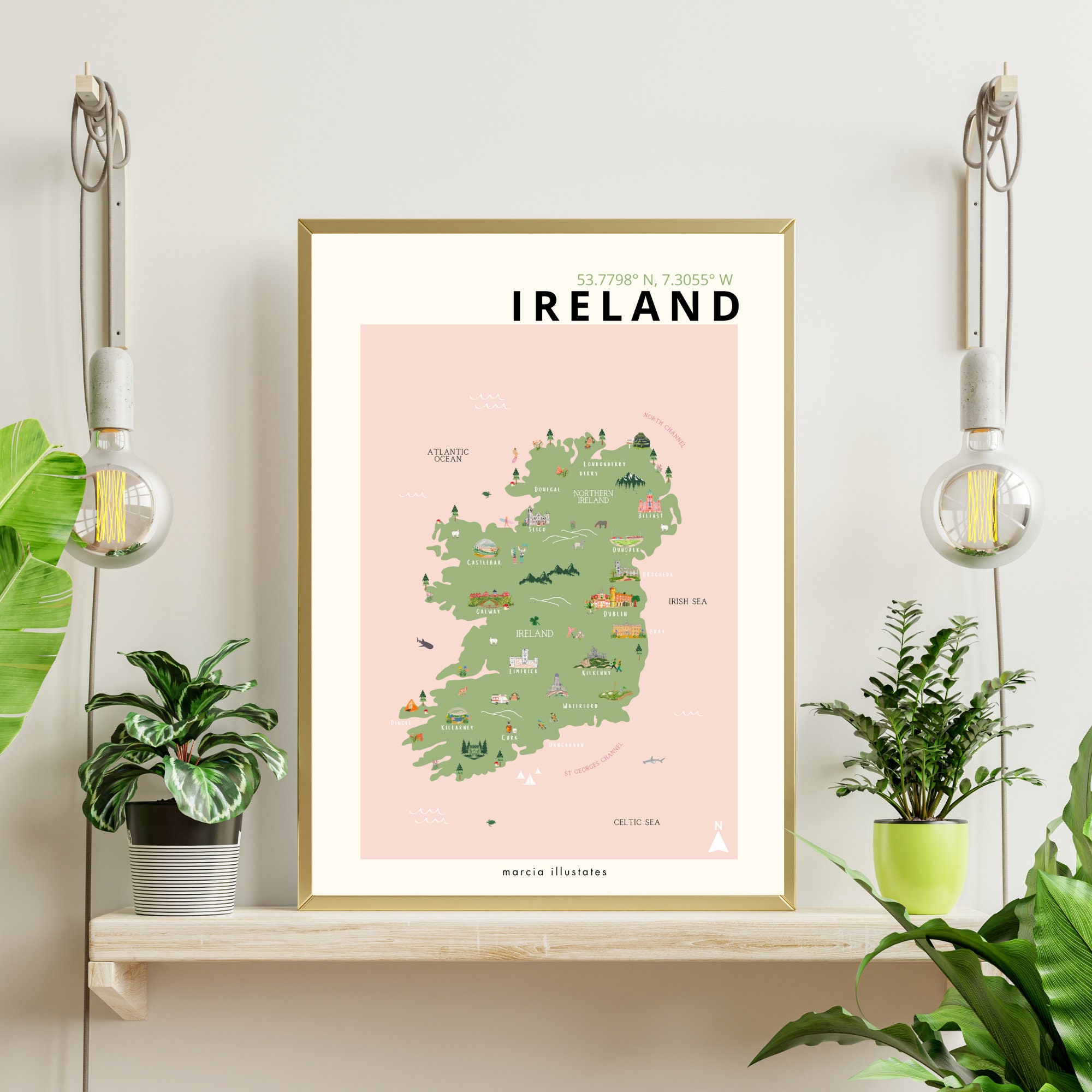 Ireland Illustrated Map, A4 Ireland Map, Ireland Print, Pictorial Map ...