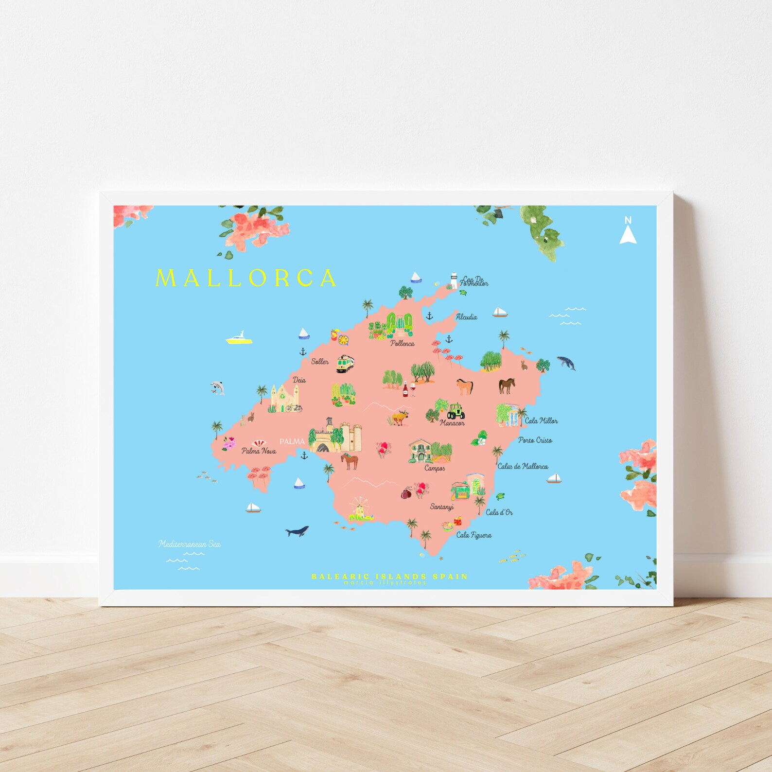 Mallorca Illustrated Map, Mallorca Map, Majorca Spain Map, Mallorca ...