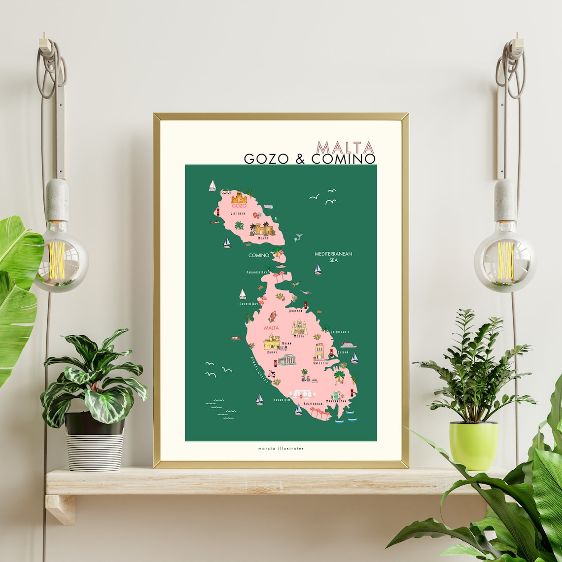 Malta Illustrated Map, A4 Malta Map, Malta Print, Pictorial Map of ...