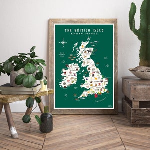 The British Isles Map, UK Food Map, UK Food Produce Map, UK Illustrated ...
