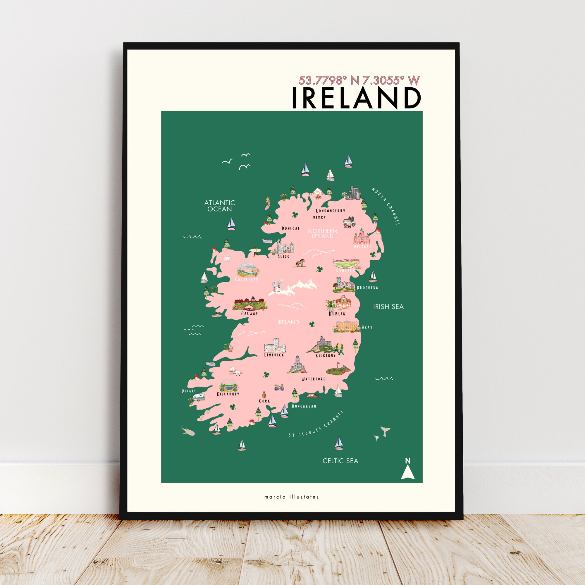 Ireland Illustrated Map, A4 Ireland Map, Ireland Print, Pictorial Map ...
