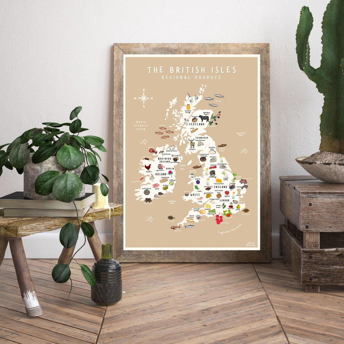 The British Isles Map, UK Food Map, UK Food Produce Map, UK Illustrated ...