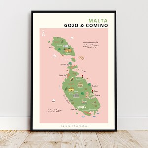 Malta Illustrated Map, A4 Malta Map, Malta Print, Pictorial Map of ...
