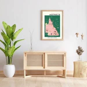 Queensland Map Australia Poster Illustrated Landmark Map - Etsy
