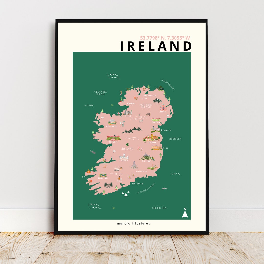 Ireland Illustrated Map, A4 Ireland Map, Ireland Print, Pictorial Map ...