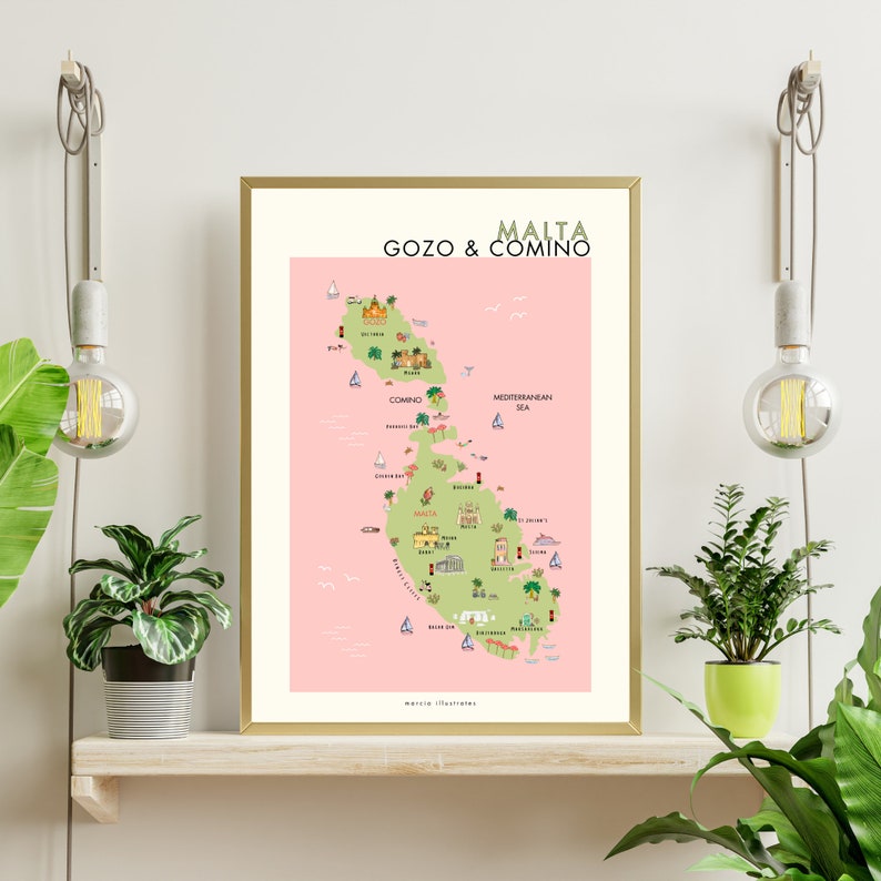 Malta Illustrated Map, A4 Malta Map, Malta Print, Pictorial Map of ...