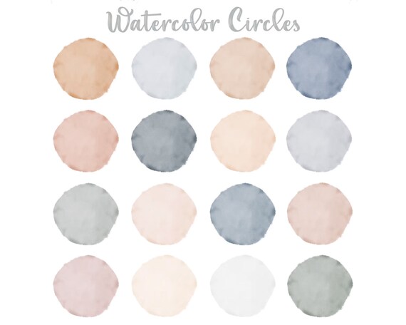 Neutral Watercolor Circles Clipart Pastel Watercolor Dots - Etsy