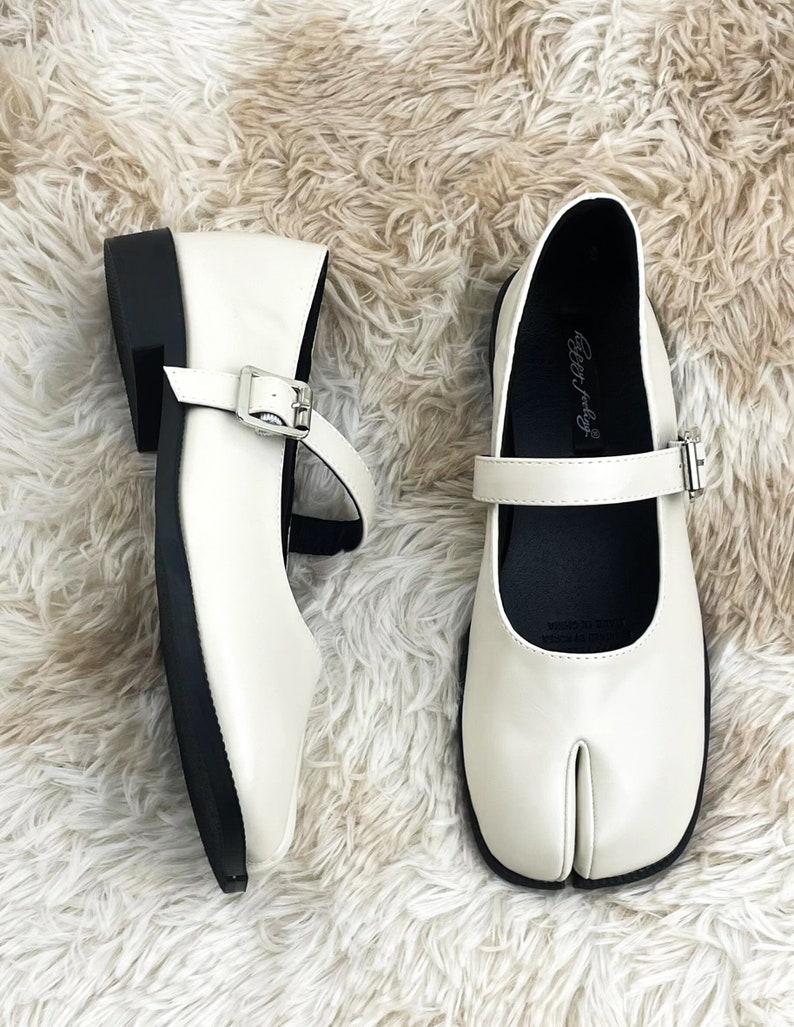 Black Split-toe Mary Janes, Tabi Split-toe Shoes, Women Tabi Ballet ...