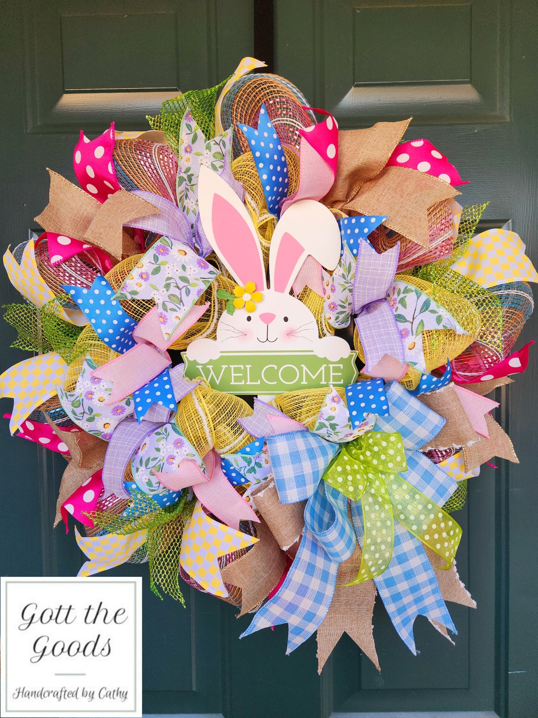 Bunny Wreath, Easter Decor, Welcome Wreath, Spring Decor, Easter Wreath ...