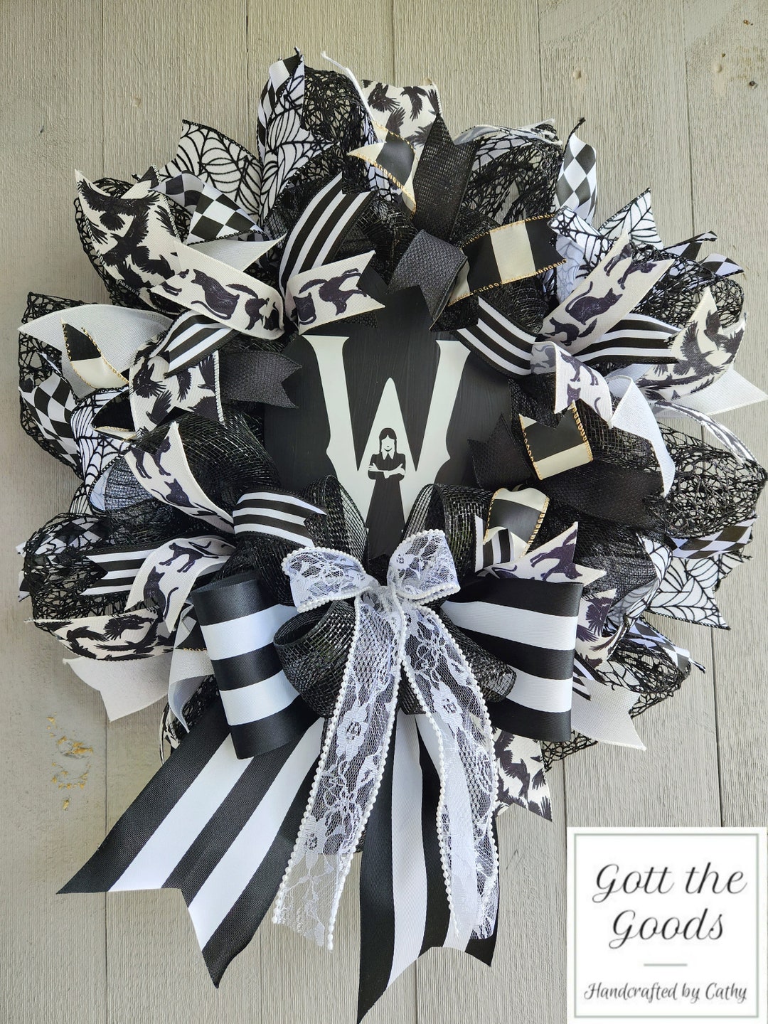 Wednesday Addams Wreath Halloween Décor Addams Family - Etsy