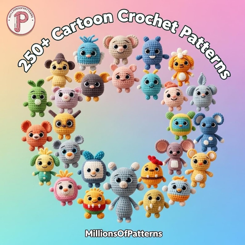 Cartoon Crochet Patterns – 250+ Cute Character & Plushie Bundle (PDF ...
