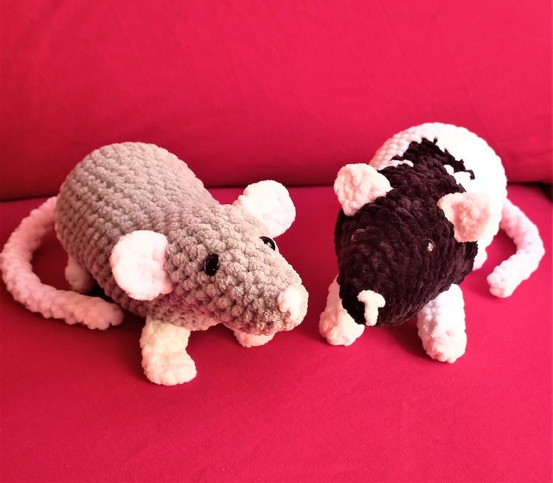 Cute Pet Rat Crochet Plushie, Ratto Da Compagnia All'uncinetto, Fancy ...