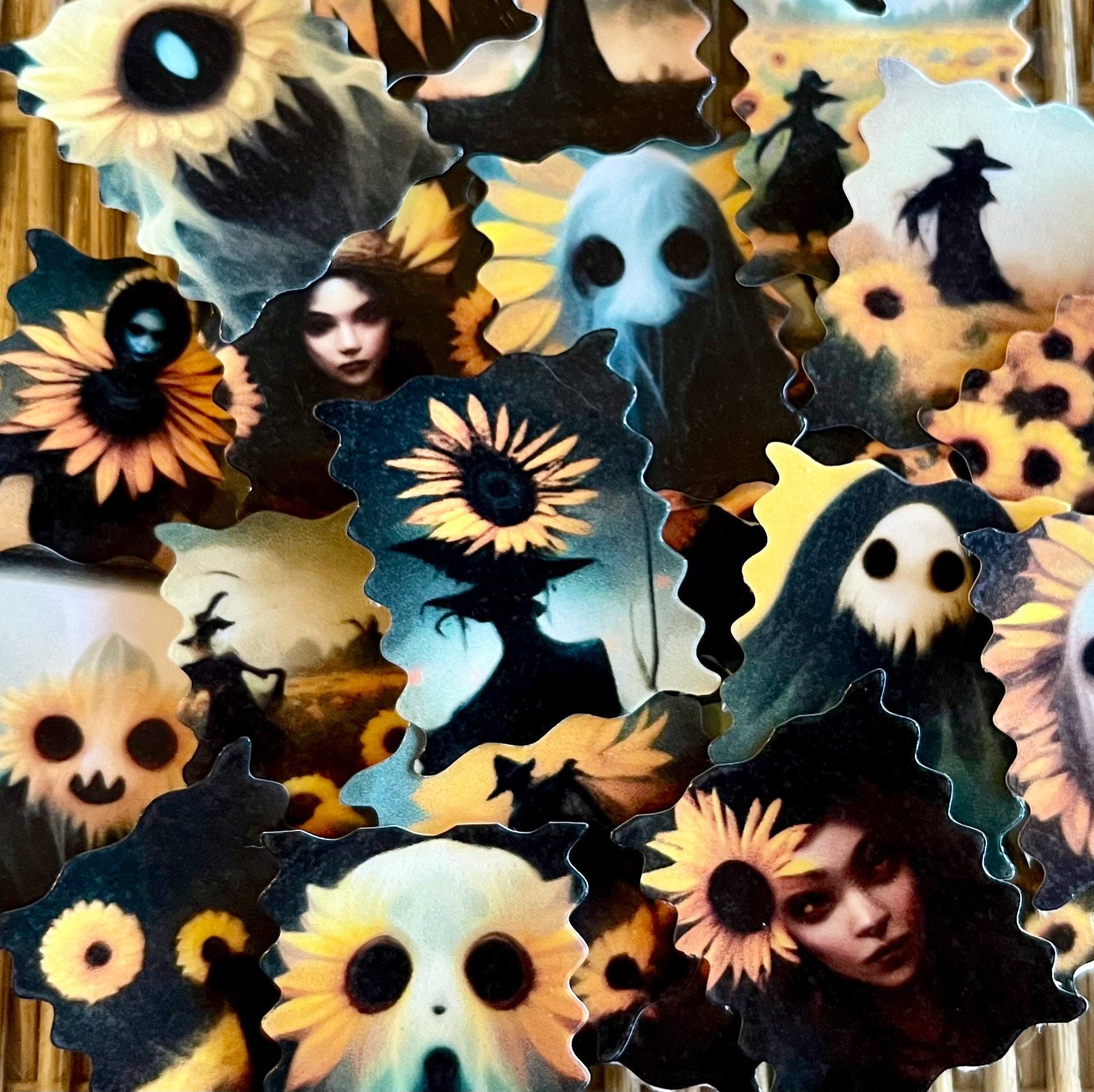 Creepy Sunflower Sticker Bundle Sunflower Sticker Halloween Sticker ...
