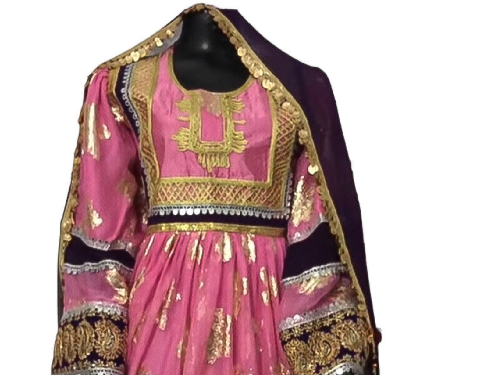 Afghan Dress Pink Traditional Modern Afghani Kuchi Maxi Shalwar Kameez ...