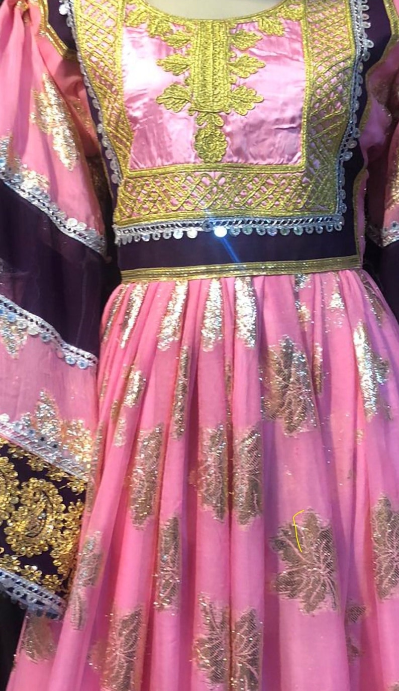 Afghan Dress Pink Traditional Modern Afghani Kuchi Maxi Shalwar Kameez ...