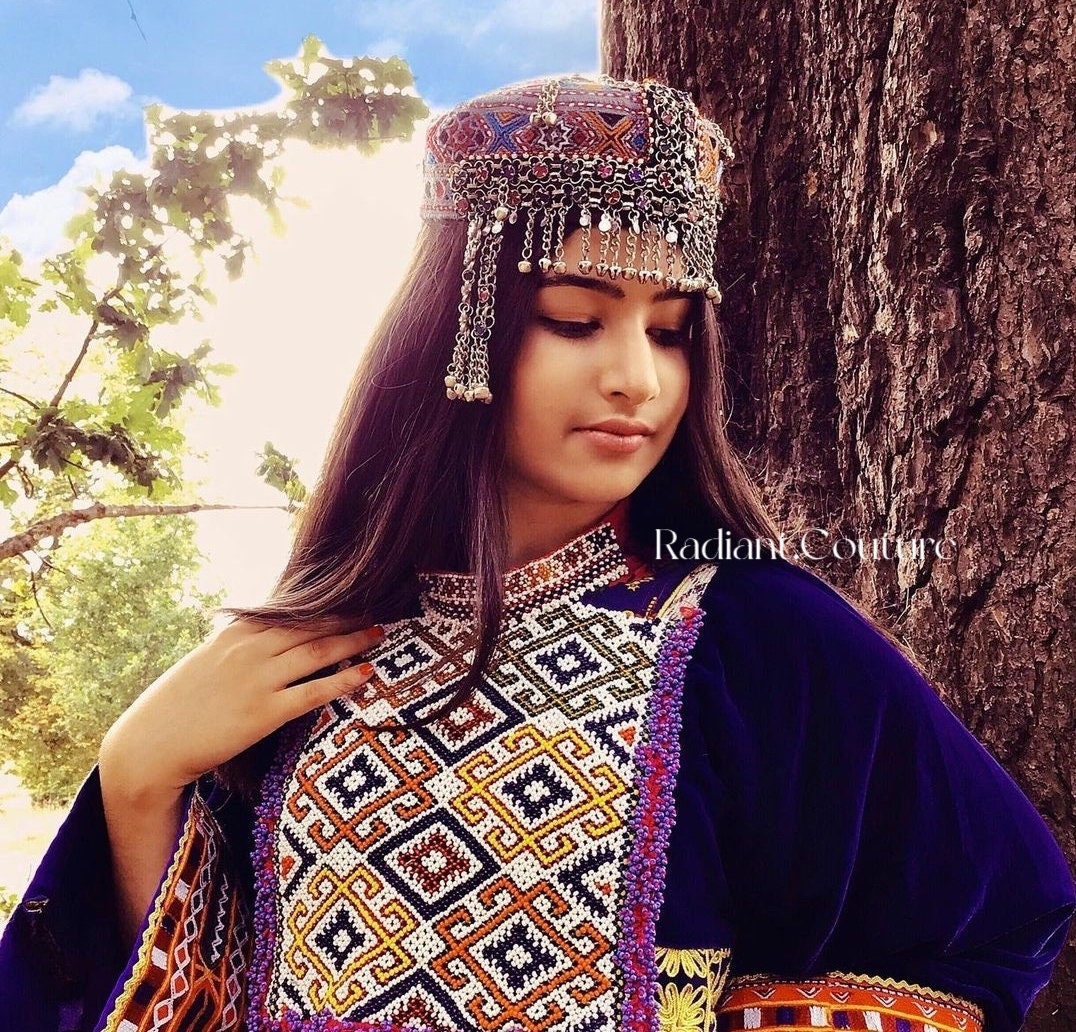Afghan Hat Headpiece Halima Sultan Kashmiri Afghani Cap Tajik Pashtun ...