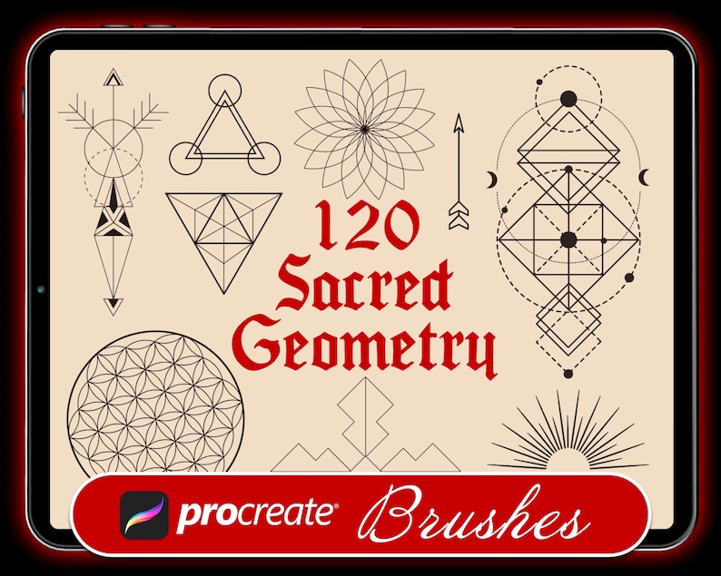 120 Sacred Geometry Procreate Brushes, Sacred Ornament Tattoo, Mystic ...
