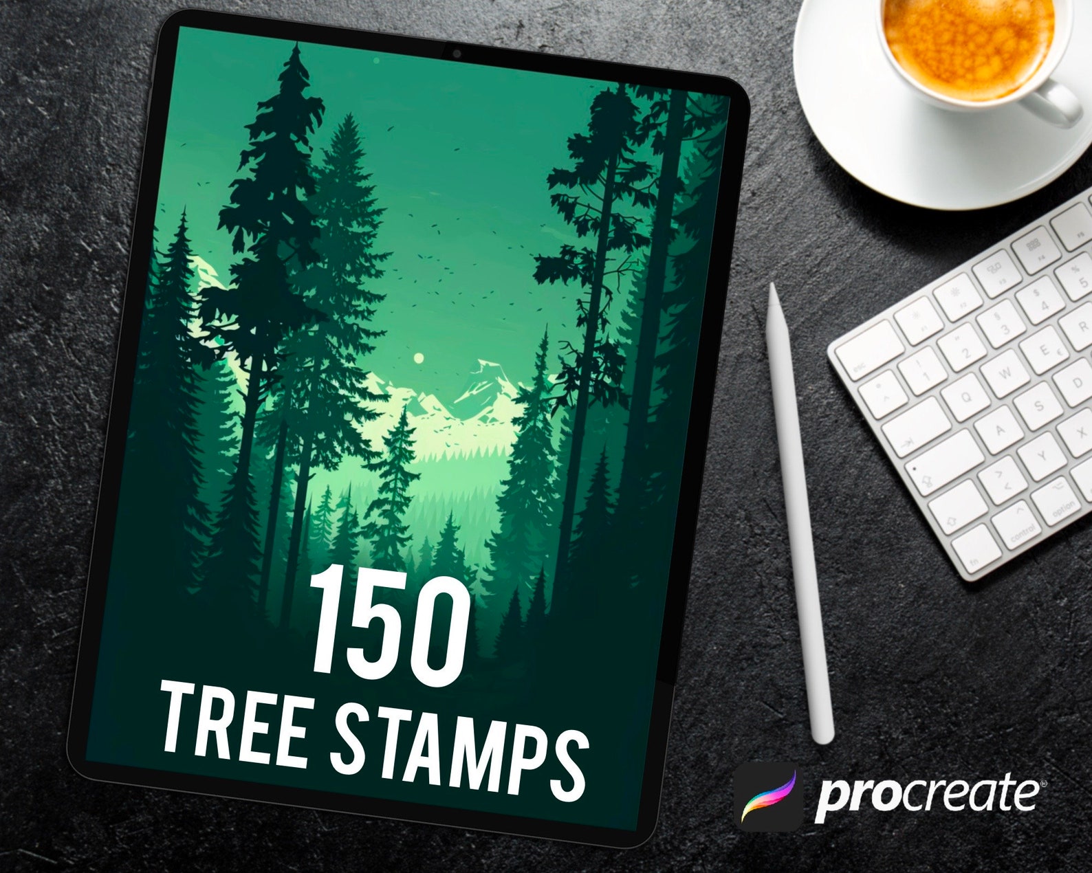 150 Procreate Tree Brushes,tree Silhouette Stamp Brush Set,procreate ...