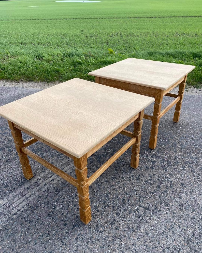 Pair of Solid Oak Farmhouse Style Side Tables, Made in Denmark - Etsy