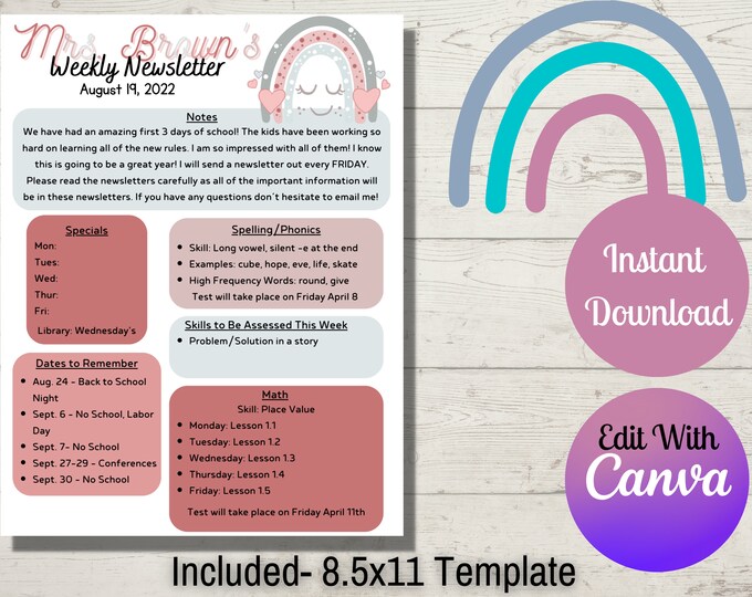 Editable Teacher Newsletter, Rainbow, BOHO, Parent Communication Form ...
