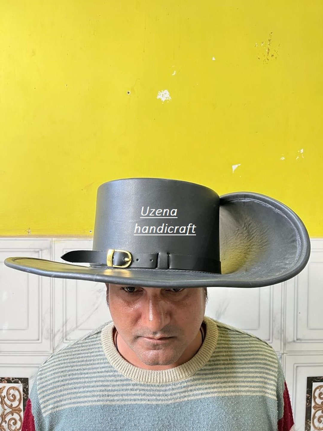 Medieval Leather Historical Witch Hunter Handmade Hat Cap Outback ...