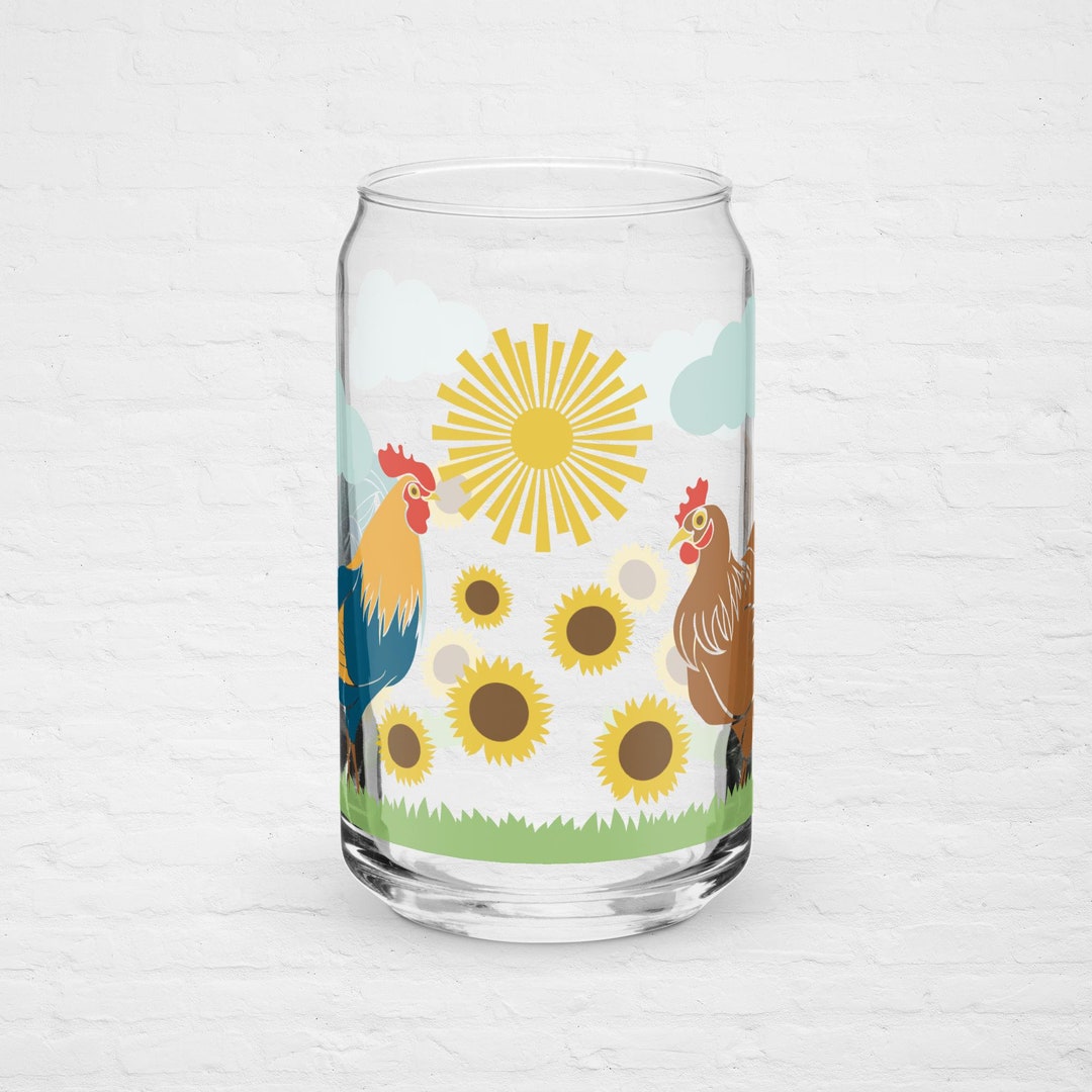 Chickens Sunflowers Sunshine Soda Can-shaped Glass for Her Home - Etsy
