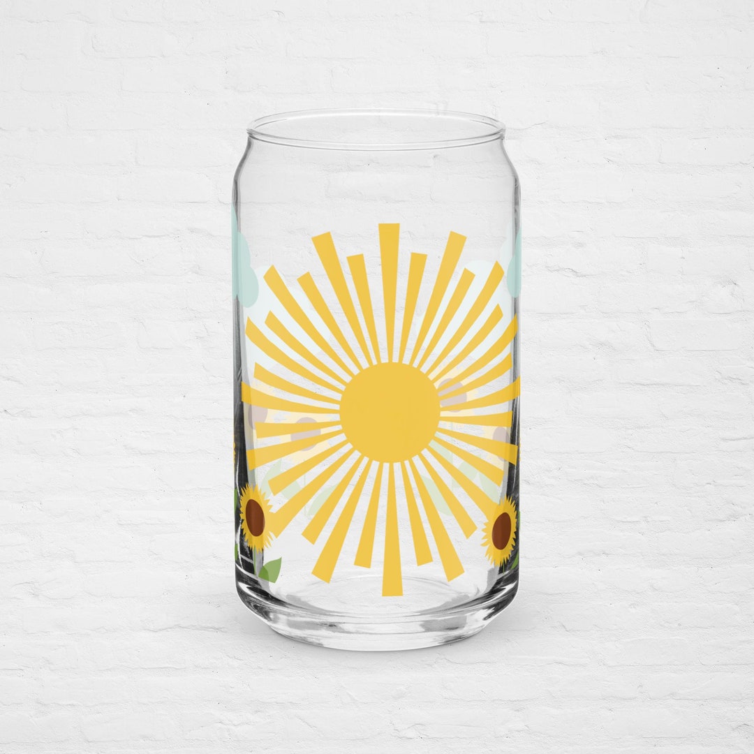 Sunshine Sunflowers Blue Clouds Soda Can-shaped Glass - Etsy